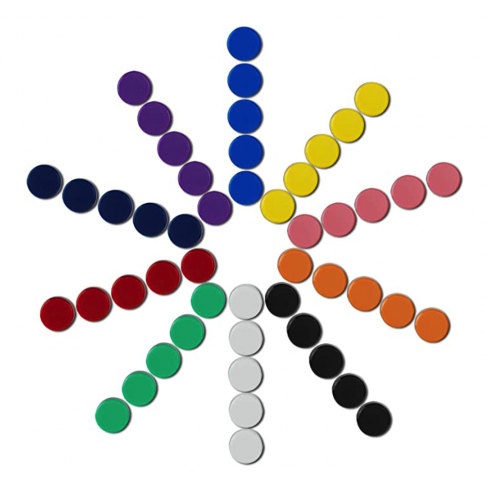 Disc indicator magnetic colorat, dia. 30 mm, negru cu magnet de ferită ...